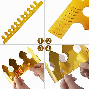 Aniann 28 Pack Gold Paper Crown Gold Foil Party Crown Hat Cap for Birthday Celebration Baby Shower Photo Props (2 Styles)