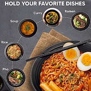 Japanese Ramen Bowl with Chopsticks - Ramen Bowls to Enjoy Traditional Asian Dining Experience - Ramen Bowl Set with Chopstick Rest Design - Pho Bowls