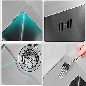 DOUKI Outdoor Stainless Steel Sink, Free Standing Small Sink, Kitchen Sink Single Bowl Prep & Utility Sink, Portable Garden Sink W/Hot and Cold Faucet (Size : 18 x16 inch (45x40 cm))