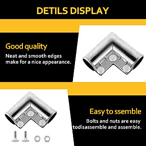 4 Pcs Chain Link Fence Gate Corner, 1-3/8" x 1-3/8" Aluminum Gate Corner Elbow with 12 Screws, Rust-Proof Chain Link Fence Fittings, 90° Gate Elbow Replacement for Outdoor Fence