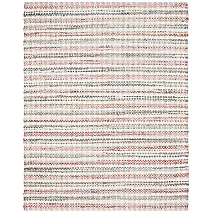SAFAVIEH Montauk Collection Area Rug - 8' x 10', Pink & Multi, Handmade Cotton, Ideal for High Traffic Areas in Living Room, Bedroom (MTK950D)