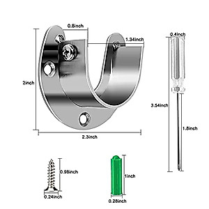Uspacific 6 Packs Closet Pole Sockets, Stainless Steel Closet Rod End Supports with Screws,Screwdriver for Easy Installation&Quick Removal