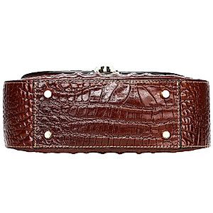 PIJUSHI Designer Genuine Leather Top Handle Satchel Handbag Bundle with Crocodile Leather Wristlet Wallet