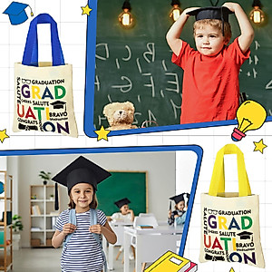 24 Pieces Mini Graduation Totes for Kids Bulk Graduation Canvas Tote Bags Mini Cheers to the Grad Canvas Tote Bags Novelty Totes Graduation Bags for Kindergarten Preschool Graduation Party Favor