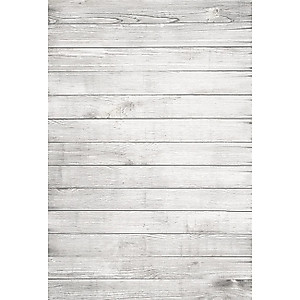 AOFOTO 4x5ft White Wood Backdrop for Photography Grey Wood Grain Board Hardwood Plank Back Drop Vintage Wooden Wall Floor Background Kid Newborn Baby Shower Birthday Adult Portrait Photo Studio Props