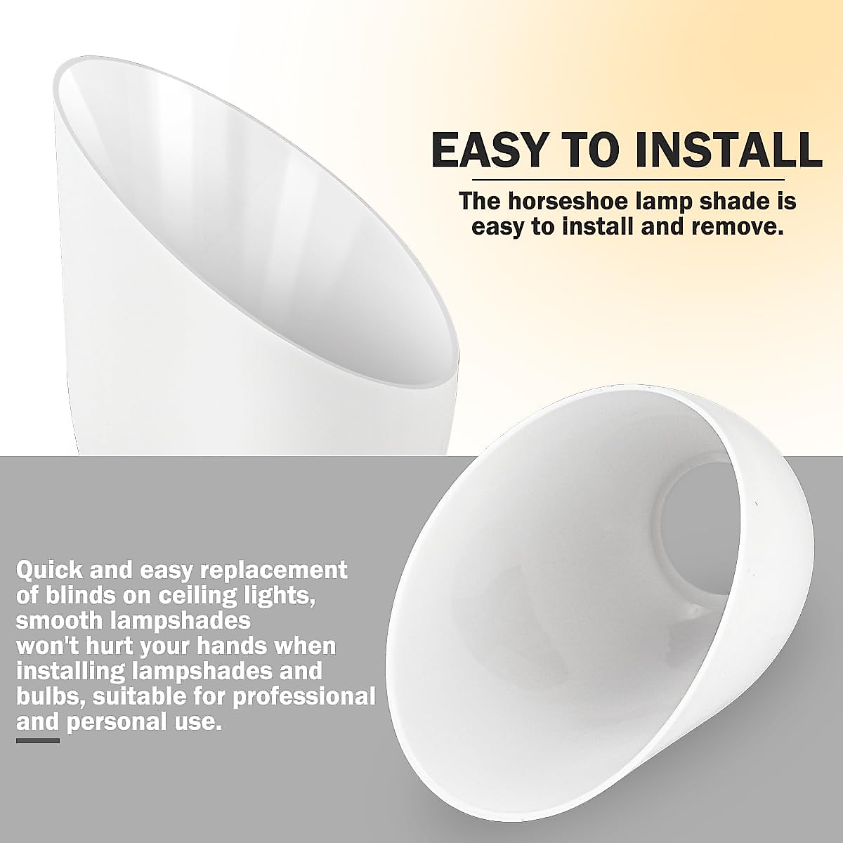 6 PCS White Plastic Lamp Shade, 4.1 inch Diameter Horseshoe Lampshade Replacement Lampshade for Chandelier, Pendant Light, Wall Sconces Series, Easy to Install(32mm)