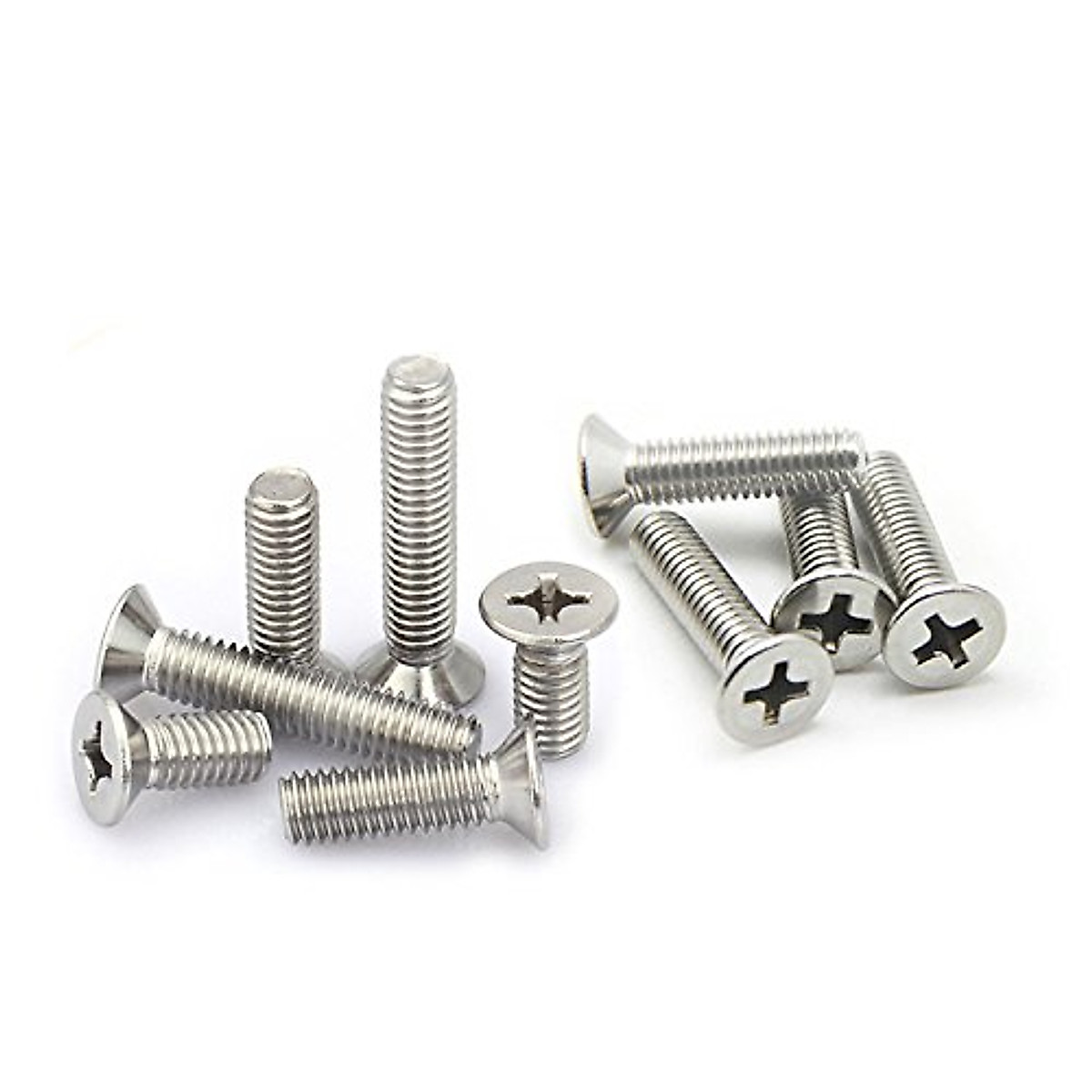 #8-32 Phillips Flat/Countersunk Head Machine Screws,A2 Stainless Steel,Thread Length 1/4" to 1",Pack 100-piece (#8-32 x 1/4")