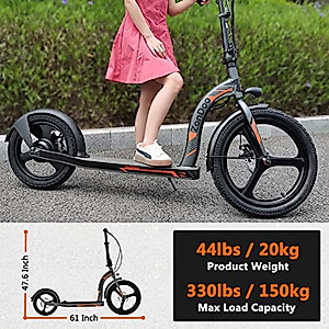 ZonDoo ZO02 Electric Scooter for Adults - 25 Miles Long Range & 20Mph Folding Commuter Electric Scooter - Big Fat Tire Bike Stylish Electric Scooter for Adults(Yellow)