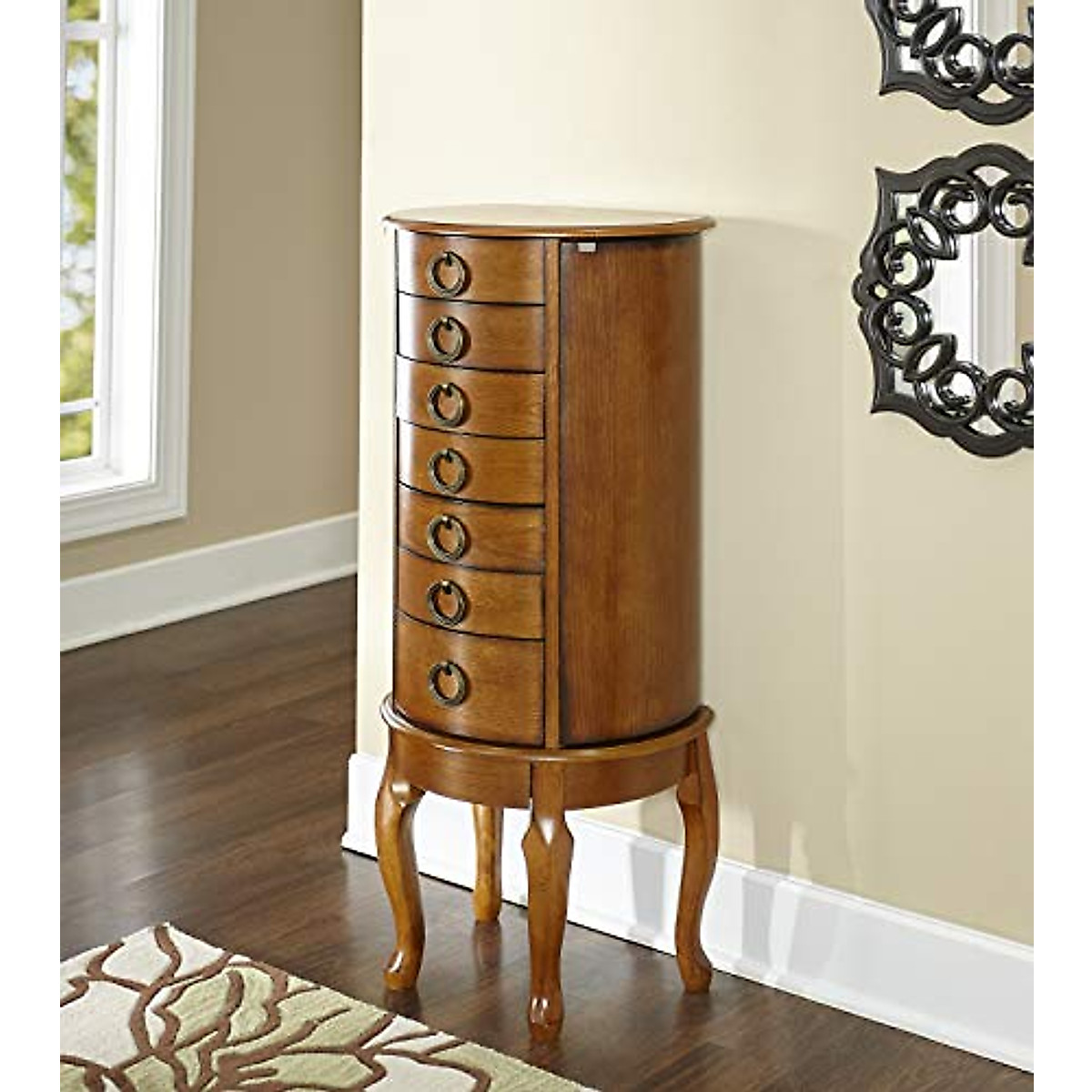 Powell Burnished Oak Jewelry Armoire