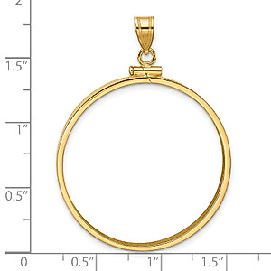 Avariah Wideband Distinguished Coin Jewelry 14k Yellow Gold Polished 32.7mm x 3.00mm Screw Top Coin Bezel Pendant - 45mm