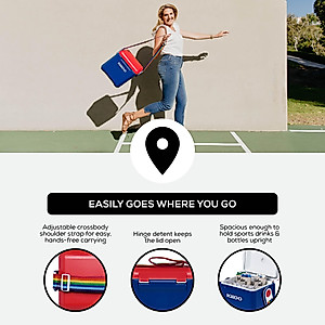 Igloo 11 Quart Tag-Along-Too Tailgating Cooler w/ 2-Day Ice Retention, Navy w/Rainbow Strap, 25 Qt