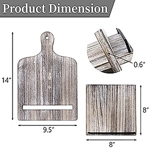 Cookbook Holder | Wood Cookbook Stand (Rustic Grey) Adjustable Pull-Out Recipe Holder Stand for Kitchen, Dining Room, Bedroom