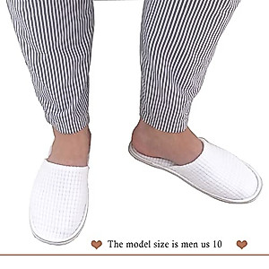 Anmerl Spa Slippers for Men and Women - Premium Bulk Hotel Slippers - Breathable Soft Cotton House Guest Slippers - Non Slip, Washable, Reusable - 10 Pairs (White, US 10-12)