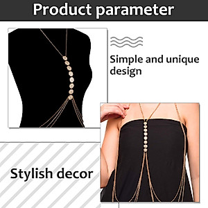 Bimkole 8-Ring Golden Body Chain Layered Sexy Gold Tassels, Fashion Bra Chains Summer Bikini Beach Body Jewelry Waist Belly Chain Harness Birthday Anniversary Festival Gift for Women and Girls