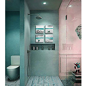 JUFENGART 4 panels green ocean beach wall decoration for bathroom beach canvas prints natural pictures home artwork bedroom living room wall art ready to hang size: 12x12inch/set