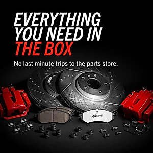 Power Stop KC7228-36 Z36 Truck & Tow Front and Rear Caliper Kit-Drilled/Slotted Rotors, Brake Pads & Calipers