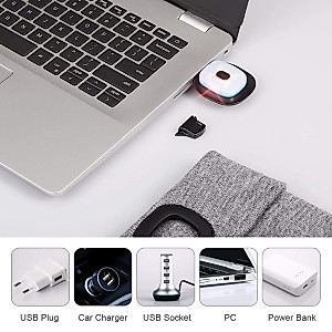 LED Beanie with The Light, Unisex USB Rechargeable Headlamp Hat Winter Knitted Night Lighted Cap Flashlight Women Men Gifts for Dad Him Husband (Red)