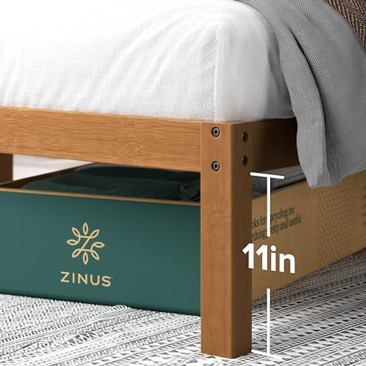 Zinus Leah Bamboo Platform Bed Frame, No Box Spring Needed, Wood Slat Support, Easy Assembly, Full
