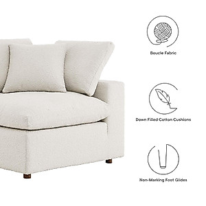 Modway Modular Sofa Commix Down-Filled Overstuffed Boucle Sectional Sofa Corner Chair in Ivory