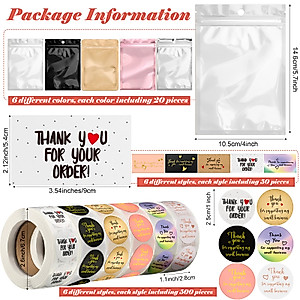 3420 Pcs Thank You Small Business Packaging Supplies Set Thank You Label Stickers Thank You for Supporting My Small Business Cards Resealable Packaging Bag Suitable for Packaging Small Business