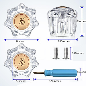 Bathroom Faucet Handles,Bathtub Shower Knob Replacement, Hot and Cold Faucet Replacement Handles Compatible with Delta/Delex Faucets (with Screwdriver)