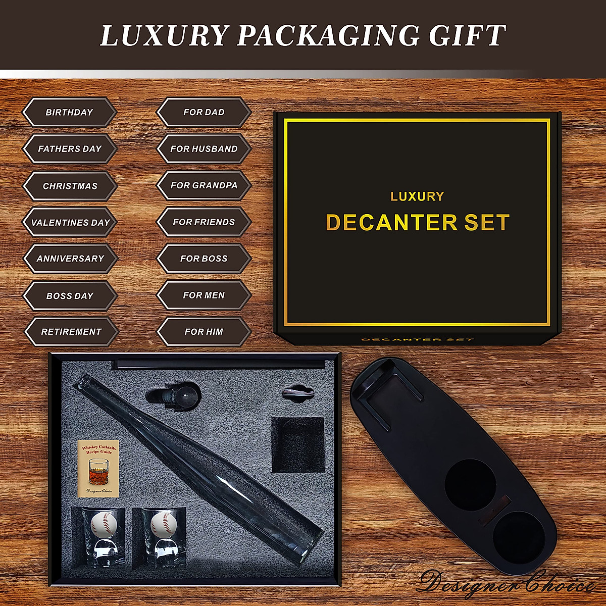 Baseball Whiskey Decanter Set with Glasses,Whiskey Gifts for Men Whiskey Decanter Sets for Men,Whisky Decanter & Glass Set,Whiskey Set Bourbon Decanter,Tequila Decanter for Alcohol Liquor Decanter