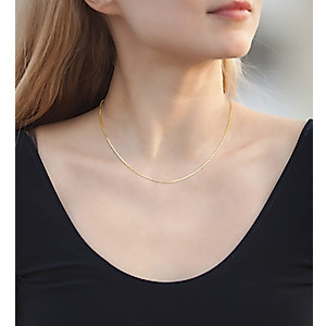 Fiusem Gold Chain for Women, 1.2mm Necklace Chain 18K Gold Plated Box Chain Necklace for Women, Thin Stainless Steel Chain Womens Chain 18 Inch