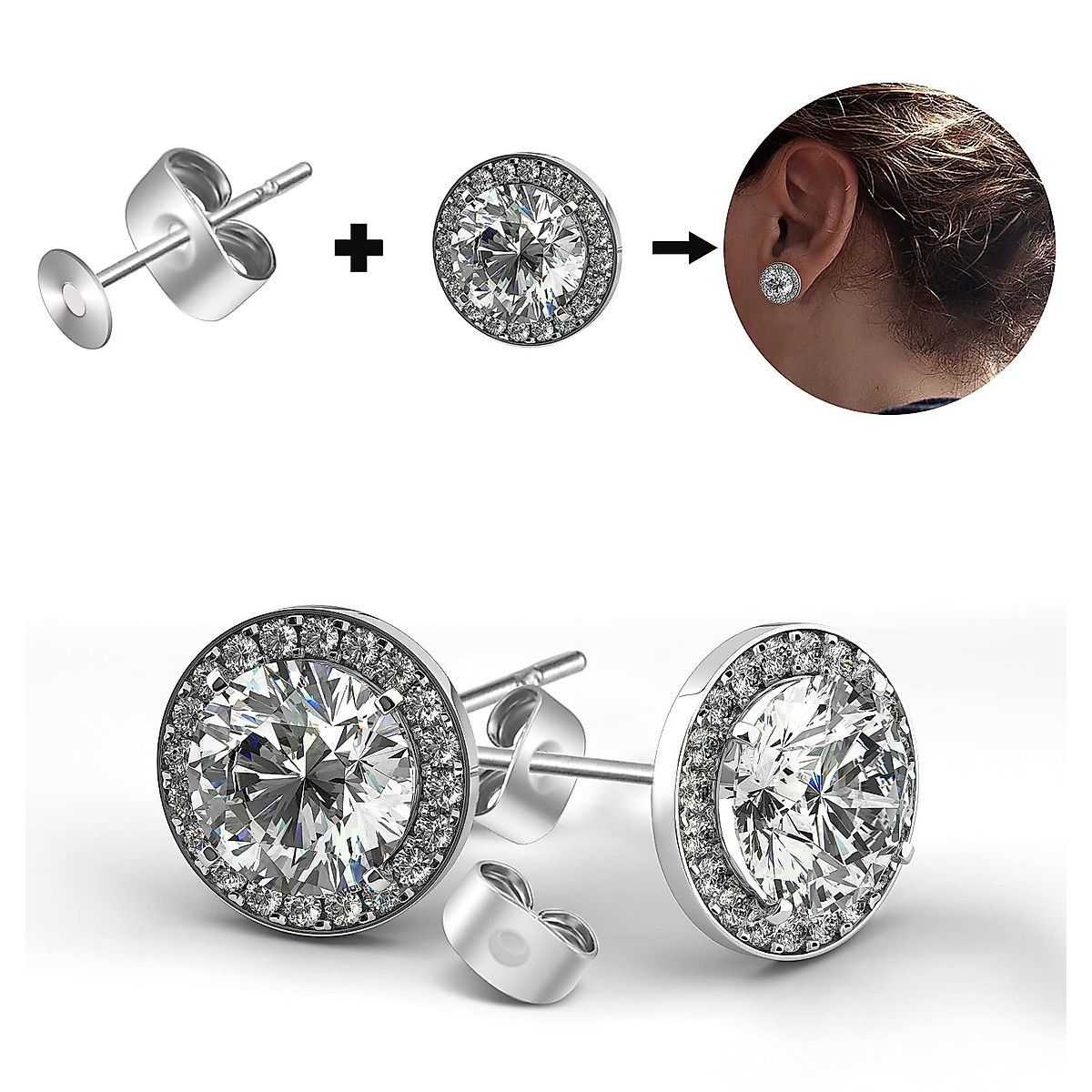 1200 PCS Earring Posts Stainless Steel and Backs with Hypo-allergenic Earring Posts Butterfly and Rubber Bullet Earring Backs for DIY Stud Earring and Jewelry Making