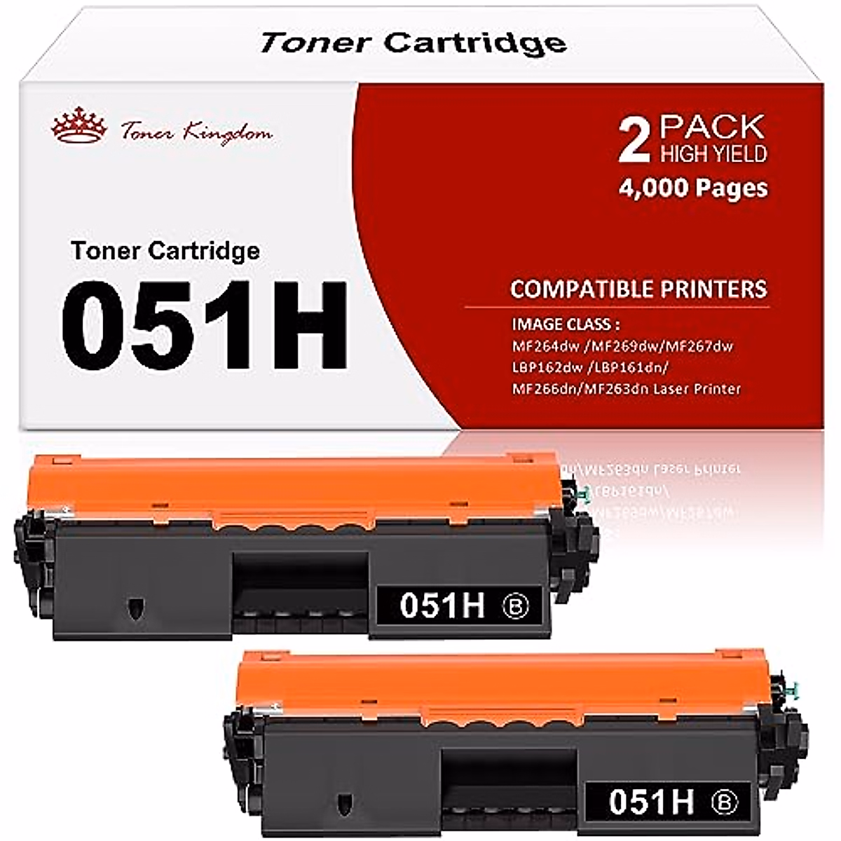 Toner Kingdom Compatible Toner Cartridge Replacement for Canon 051H 051 High Capacity for Canon ImageCLASS MF267dw LBP162dw MF264dw MF267dw Printer (Black, 2-Pack)