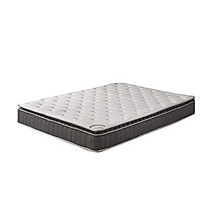 Pillowtop Pocketed Coil Hybrid Mattress and 4" Low Profile Wood Box Spring Foundation Set,