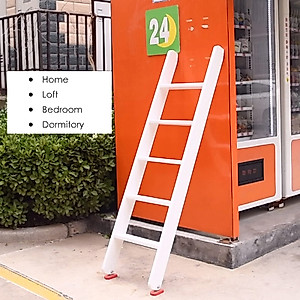 White High-Rise Bed Ladder, Wooden Camper Bunk Bed Ladder with Hooks, Twin/Single Bed Hook-On Step Ladder for Small Space, Load 330lbs