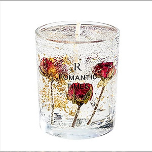 Romantic Times Jelly Scented Candles Real Flower Essential Oil Incense Candle Soothing Fragrance Cup 7.4 Oz Burning 50 Hours Floral Decorative (Velvet Rose)