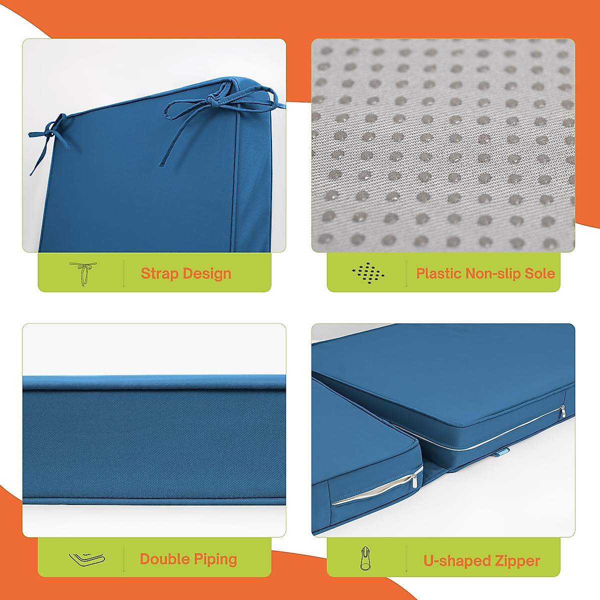 RULAER 80x26x3inch Chaise Lounge Cushion for Outdoor Furniture,Thickened Water-Resistant Lounge Chair Cushion,Double Piping Non-Slip Patio Furniture Cushion