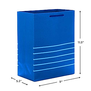 Hallmark 11" Large Blue Gift Bags (Pack of 3) for Hanukkah, Christmas, Birthdays, Graduations, Father's Day, Baby Showers, Bridal Showers, Weddings, Care Packages