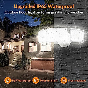 LEPOWER 3500LM LED Flood Light, 35W Outdoor Flood Light Fixture, Exterior Lights with 3 Adjustable Heads, 5500K, IP65 Waterproof for Garage, Yard, Porch