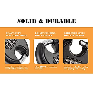WULALACK 70mm Combination Discus Lock， Disc Padlock Combination for Garage, Outdoor Fence, Shed, Storage Unit, Trailer, 1 Pack