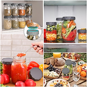 24 Pack Plastic Mason Jar Lids 12 Wide Mouth & 12 Regular Mouth with Sealing Rings Mason Jar Lids Fits Ball, Kerr & More Plastic Lids for Mason Jars Grey