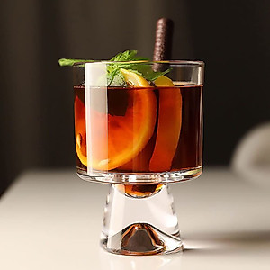 Martini Glasses 8 OZ (Set of 6) With Stylish Colorful Bases | Elegant Stemless Bar Glasses | reat for Martini, Cocktail, Whiskey, Margarita, & More | Cocktail Glasses (transparent)