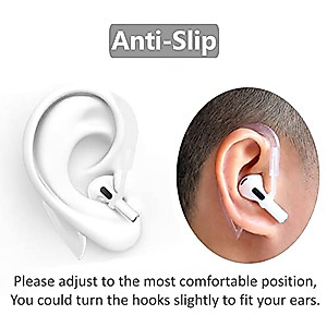 IiEXCEL 4 Pairs Anti Slip Kit Compatible with AirPods 3rd Gen, Silicone Sport Ear Hooks and 360° Rotation Adjustable Length Outdoor Earhooks Grip Ear Tips Wing Buds Holder for New AirPod 3-4X1