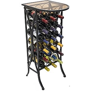 Sorbus Wine Rack Stand Bordeaux Chateau Style with Glass Table Top - Holds 18 Bottles of Your Favorite Wine - Elegant Looking French Style Wine Rack to Compliment Any Space (Wine Stand - 18 Bottles).