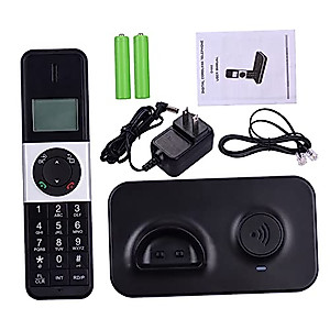 mewmewcat Cordless Phone,Digital Cordless Phone Telephone with LCD Display Caller ID Hands-Free Calls Conference Call 16 Languages Support 5 Handsets Connection for Office Business Home Family