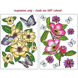Art Eclect Adult Coloring Flower Greeting Cards for Birthdays, Anniversary, Thank You and Sympathy Cards (10 Cards and 10 Envelopes, Set Flowers B/Pink)