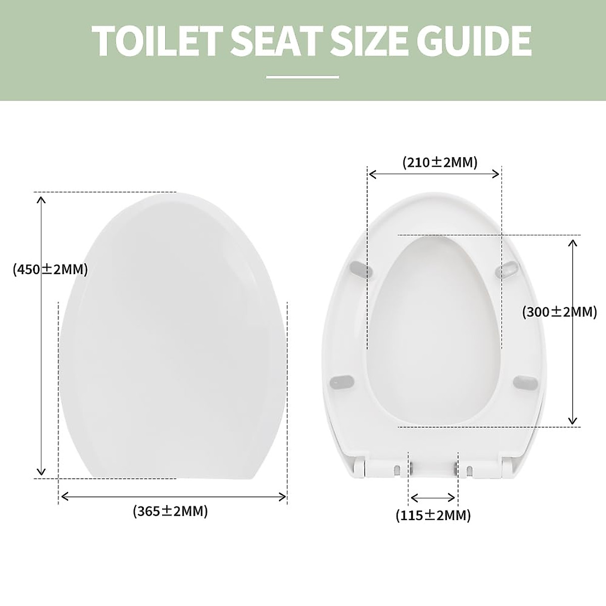 DAYAO Premium Elongated Toilet Seat with Cover Quiet Close, Two-Click to Quick Release, Easy Installation Never Loosen Hinge, Slow Close Toilet Seat and Cover, Easy Cleaning-White Color (Elongated)