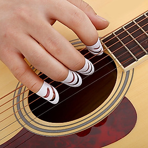 4Pcs Plastic Finger Picks, Guitar Finger Protectors Guitar Thumb Picks Fingertip Protector Set Plastic for Guitar Bass Ukulele Mandolin Delrin Picks Medium Guitar Finger Span