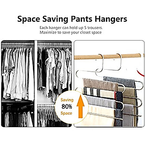 Pants Hangers S-Shape Non-Slip Space Saving Pants Hangers Metal Hangers Closet Storage Organizer for Pants Jeans Scarf,Towels Hanging (4)