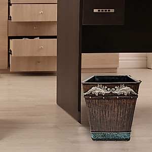 BestGiftEver Rustic Decorative Storage Bin | Southwestern Tooled Leather-Designed Wastebasket with Faux Horns | Unique Trash Bin Ideal for Native American Themed Enthusiasts