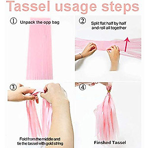 130pcs Rose Gold Balloons with Paper Tassel, Rose Gold Ballon Garland Balloons Kit, Baby Shower Birthday Graduation Anniversary Engagement Bachelorette Balloons Party Decorations for Women Girls