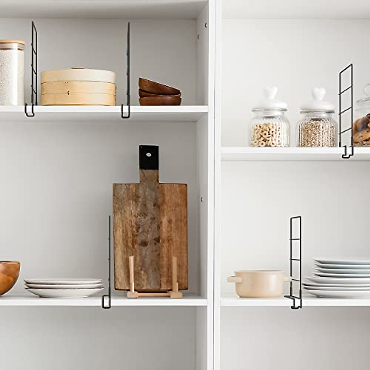 Sunexinlo Shelf Dividers,12 pcs Black Wire Shelf Wood Closet Organizers and Storage for Bedroom