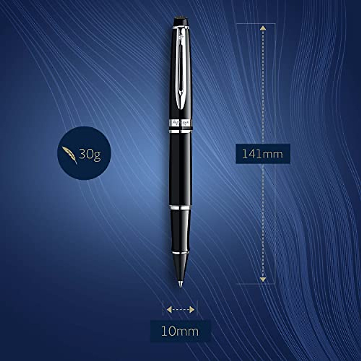 Waterman Expert Rollerball Pen, Gloss Black with Chrome Trim, Fine Point with Black Ink Cartridge, Gift Box
