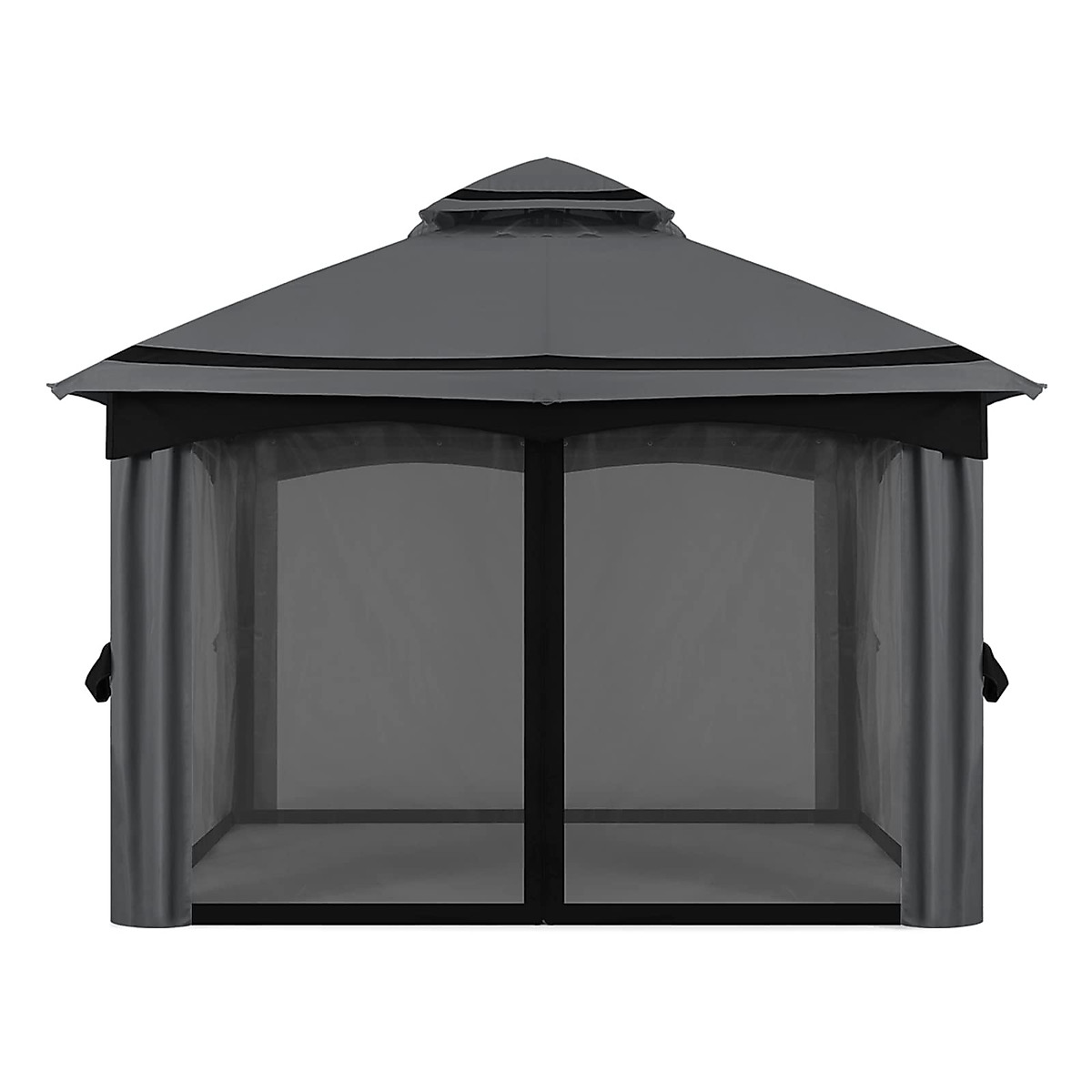 MASTERCANOPY 8x8FT Outdoor Patio Gazebo with Mosquito Netting for Backyard, Patio, Garden Dark Gray/Black